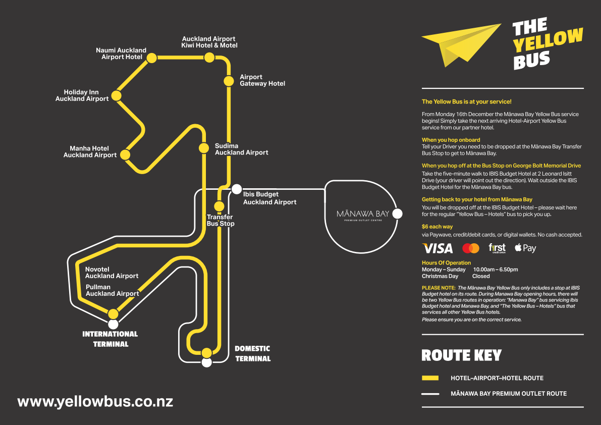 The Yellow Bus - Mānawa Bay via Ibis Budget